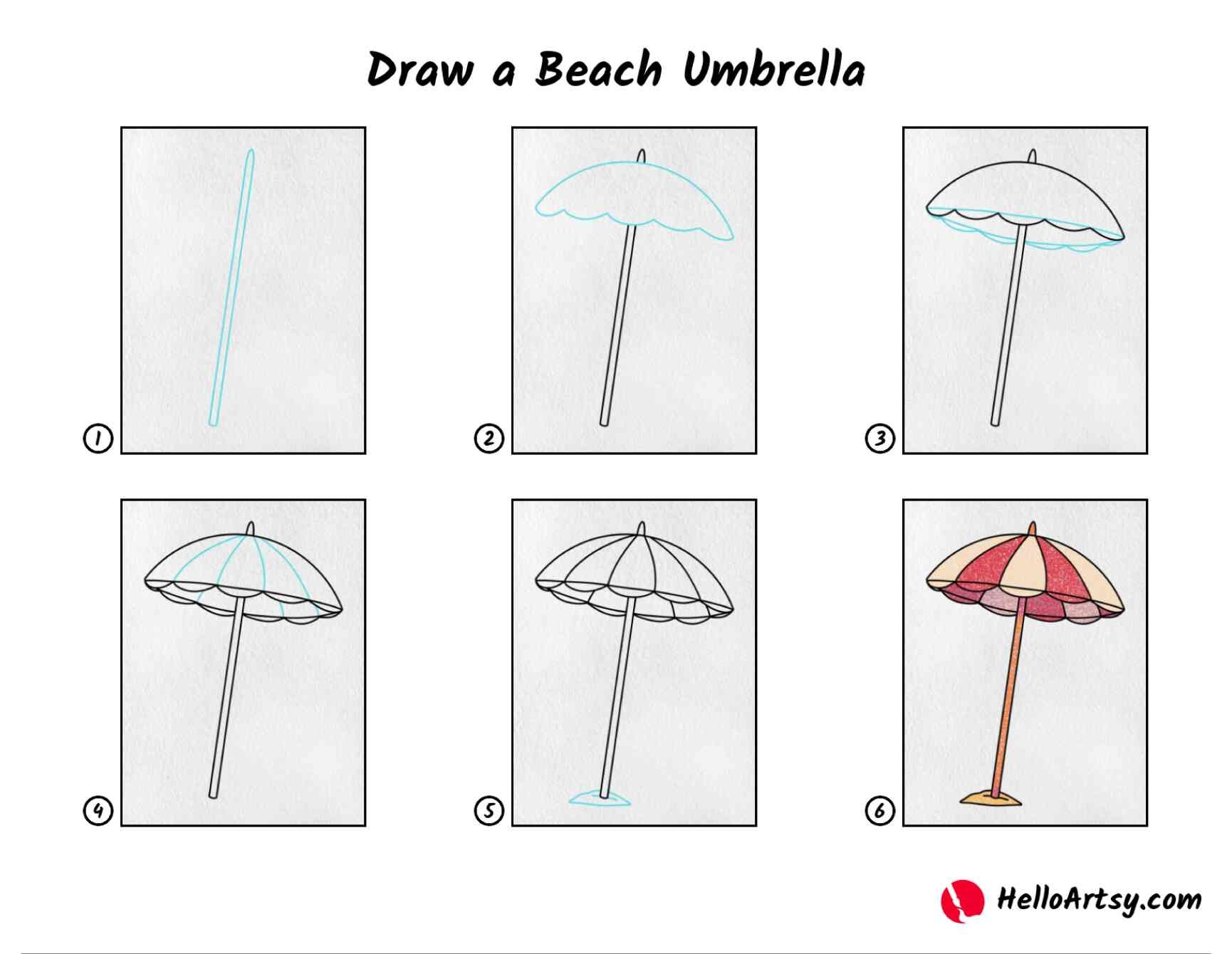 Cómo dibujar Umbrella idea 8 paso a paso